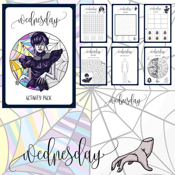 Wednesday Addams Color Sheets - Etsy