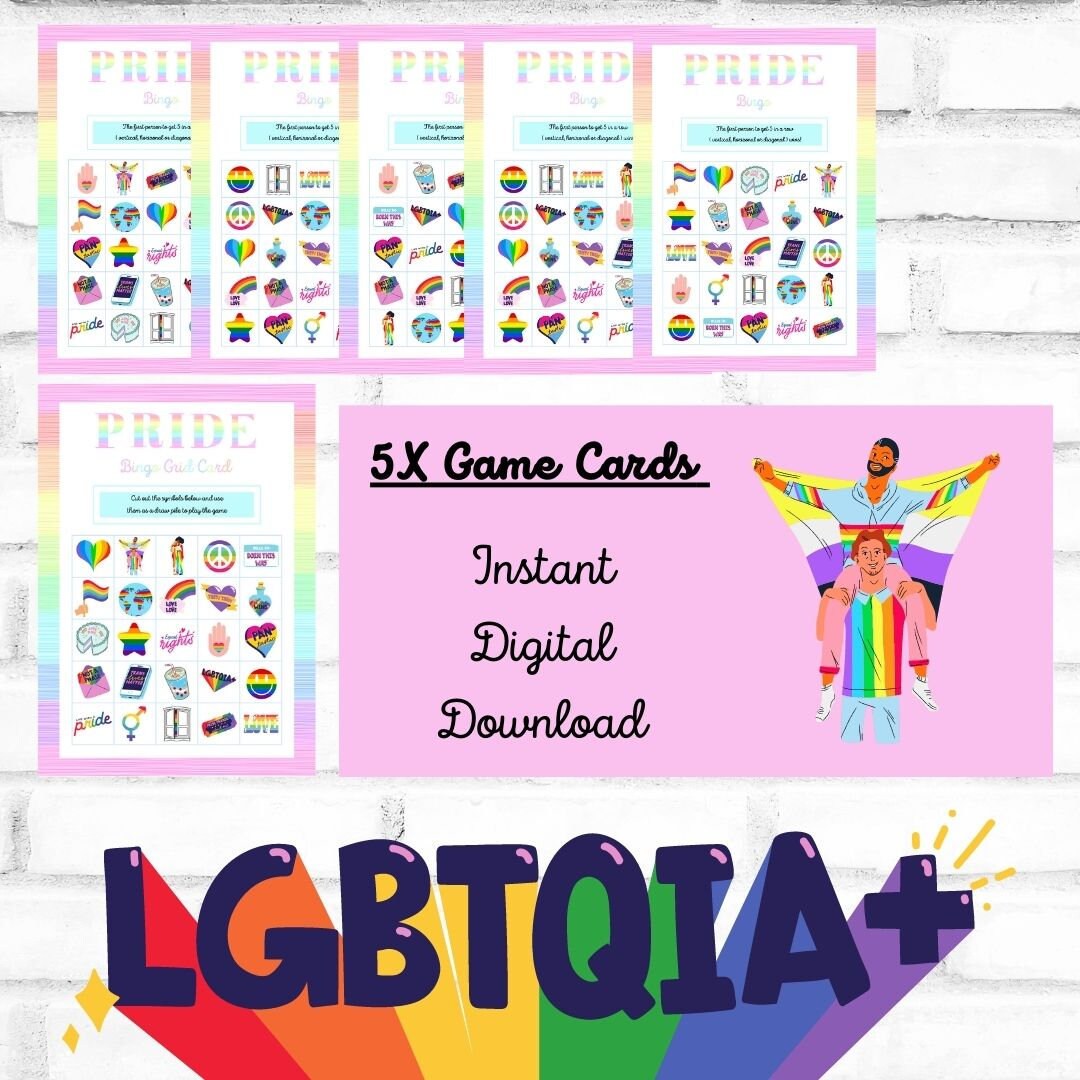 Pride Month LGBTQ Bingo 5X A4 Game Cards / Sheets & 1 Grid - Etsy México