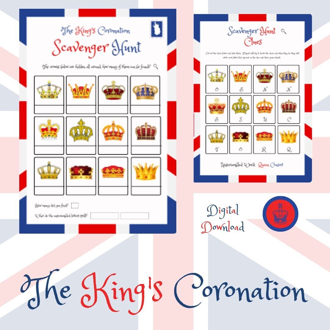 The King's Coronation Crown Scavenger Hunt Game. Fun Find - Etsy
