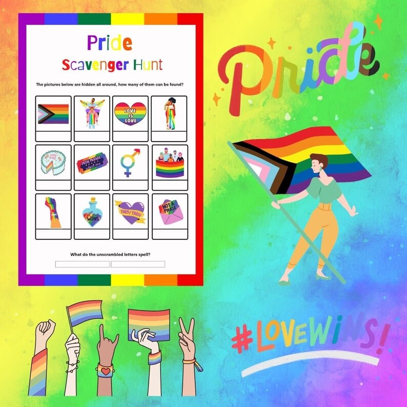LGBTQ Pride Month Scavenger Hunt Game. Fun Find the Clue - Etsy UK