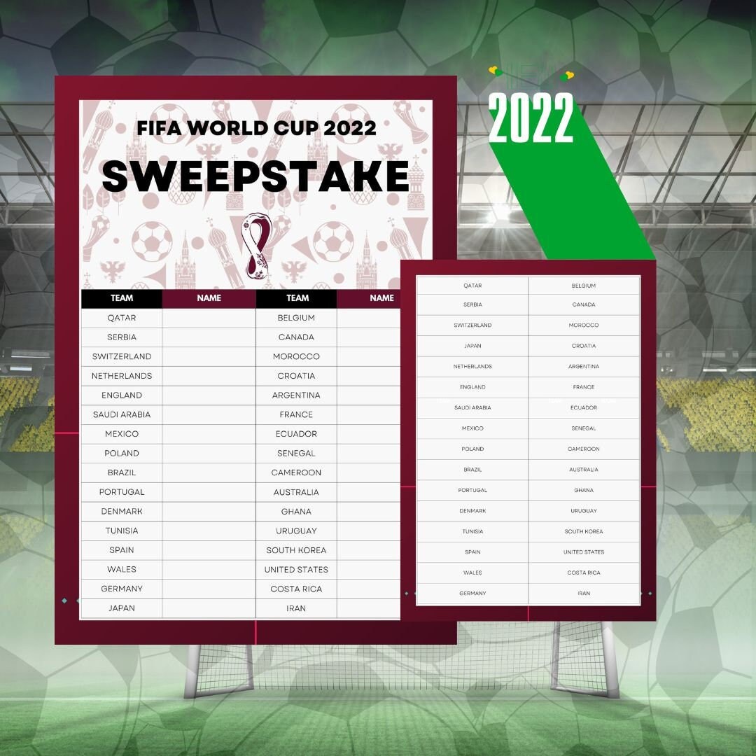 Fifa Football World Cup 2022 Sweepstake Game Soccer Etsy