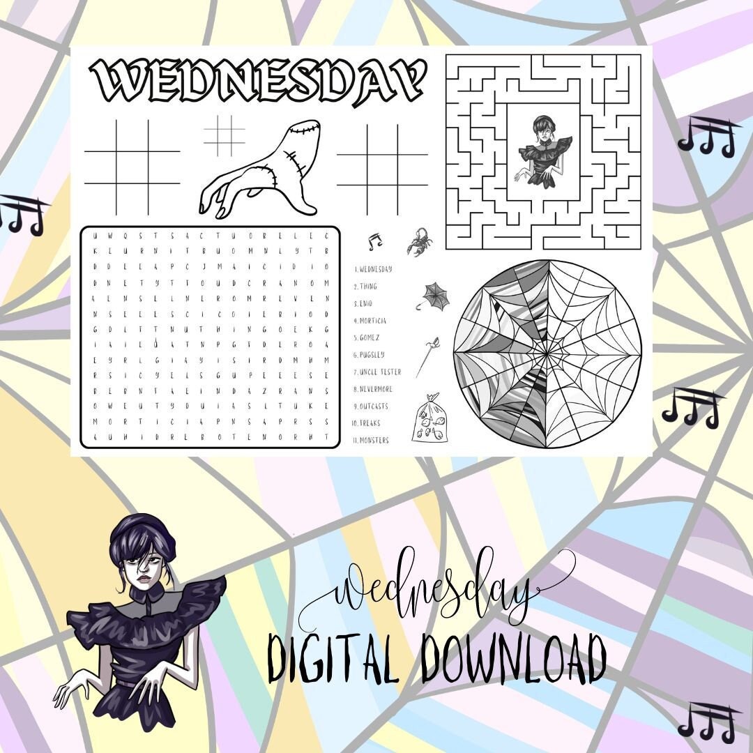 Wednesday Addams Family A4 Colouring Page / Activity Game - Etsy UK