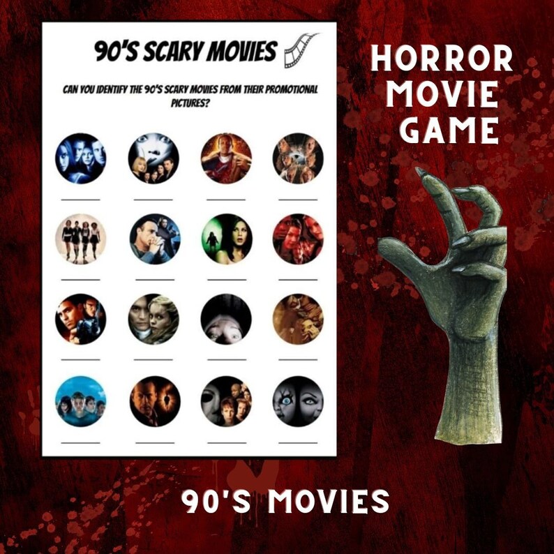 1990'S Halloween Horror Slasher Scary Movies Quiz Sheet and Answers ...