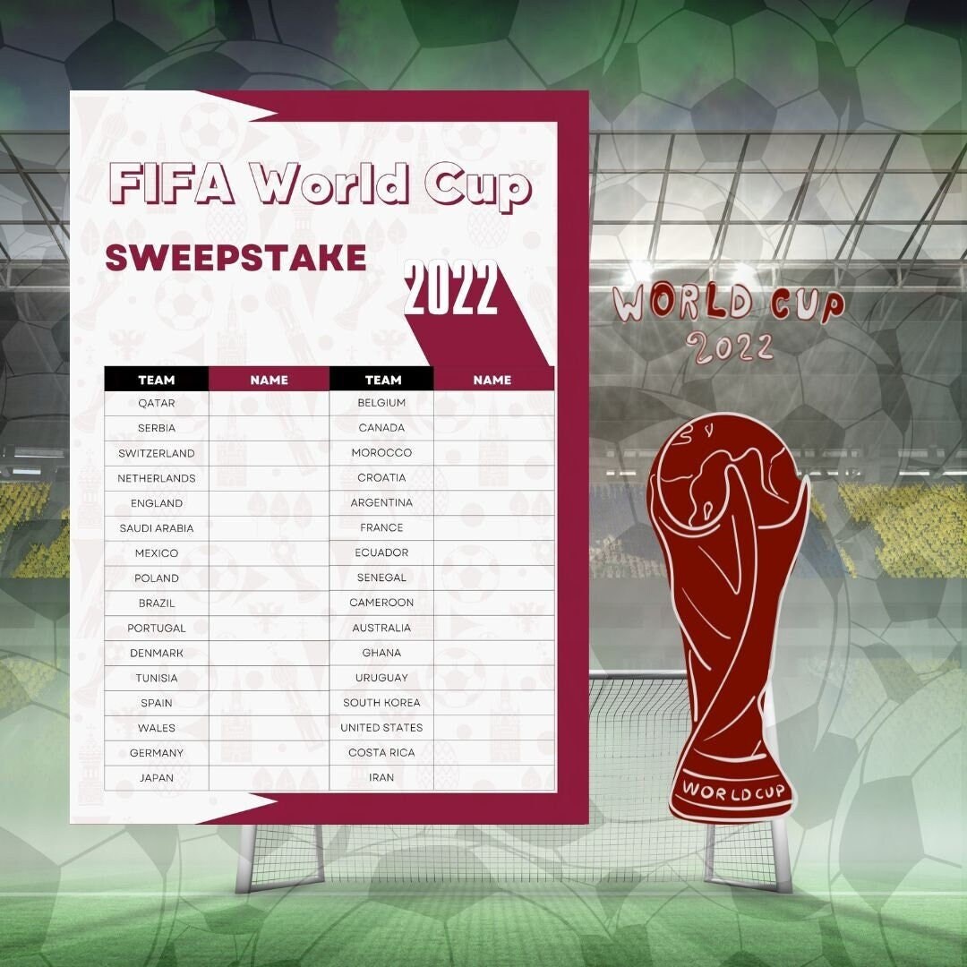 Qatar World Cup 2022 Sweepstake Game Soccer Football Etsy