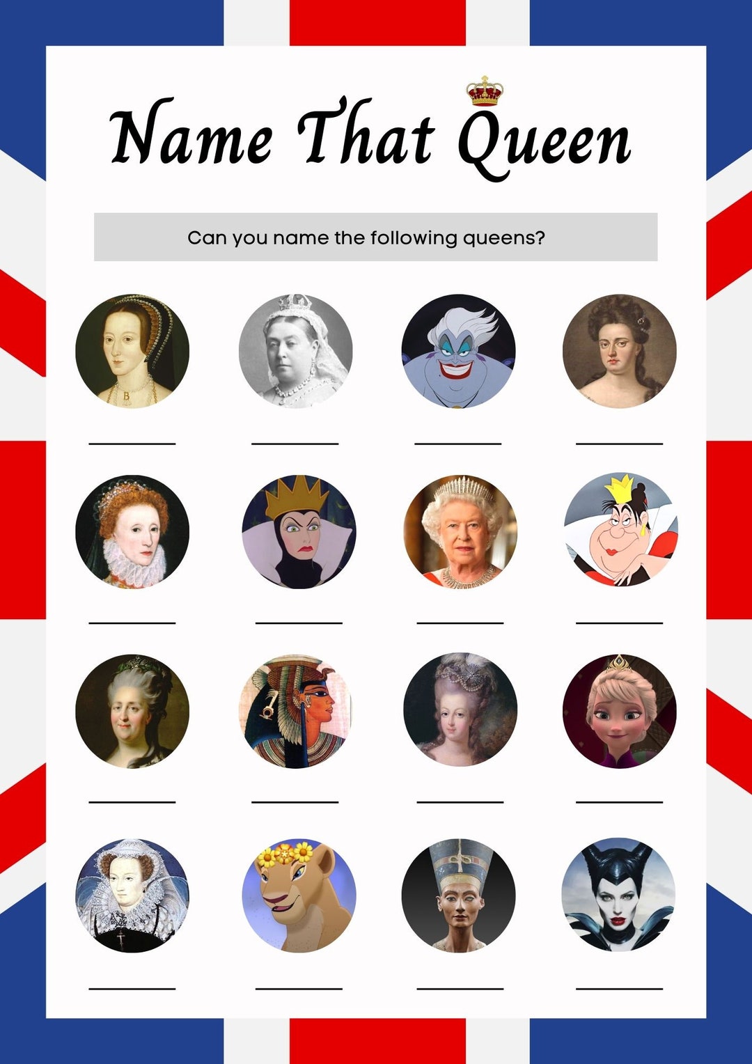 Name That Queen Quiz. Queen's Platinum Jubilee - Etsy UK