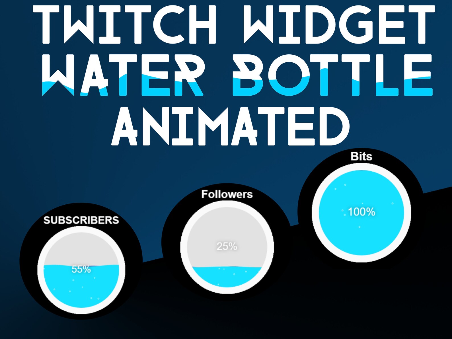 Animated Twitch Widget Circular Blue/water Widget, Sub Goal, Follower ...