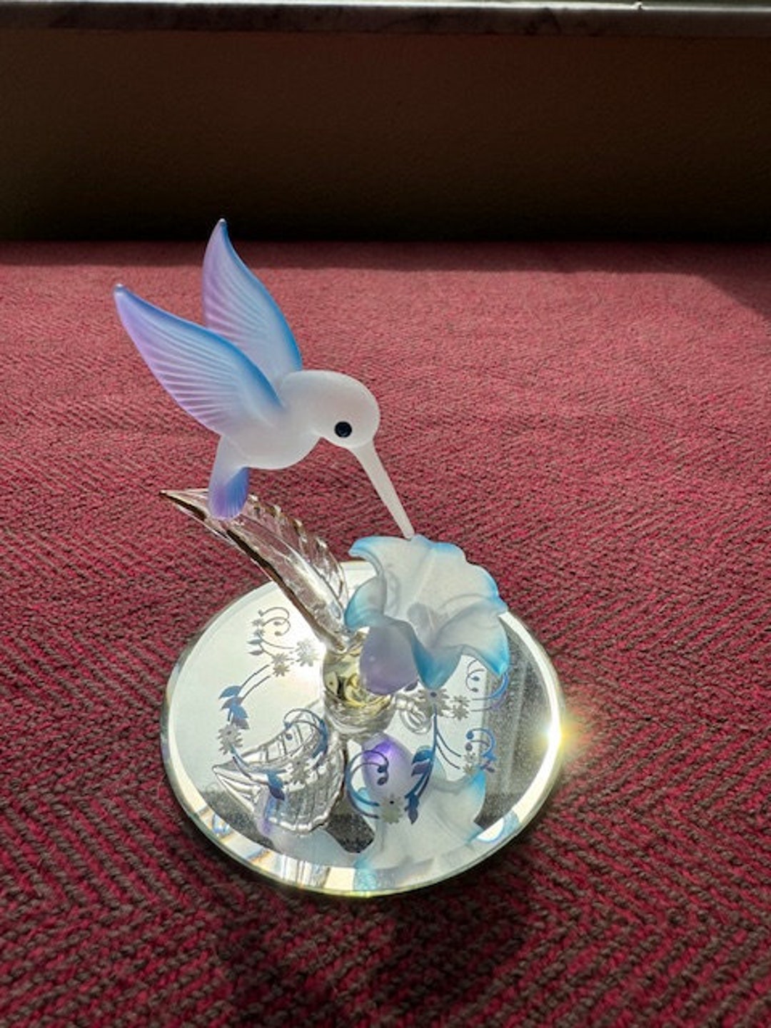 Glass Baron Blue Flower Hummingbird Figurine Decorated With Swarovski ...