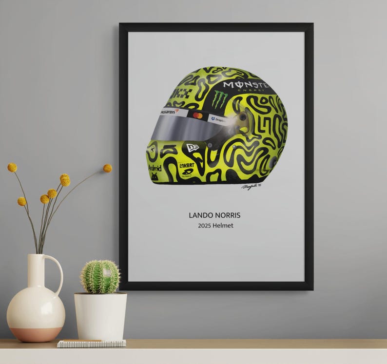 Lando Norris 2025 Helmet Hand Drawn Wall Art Pack, 3 Printable Digital ...
