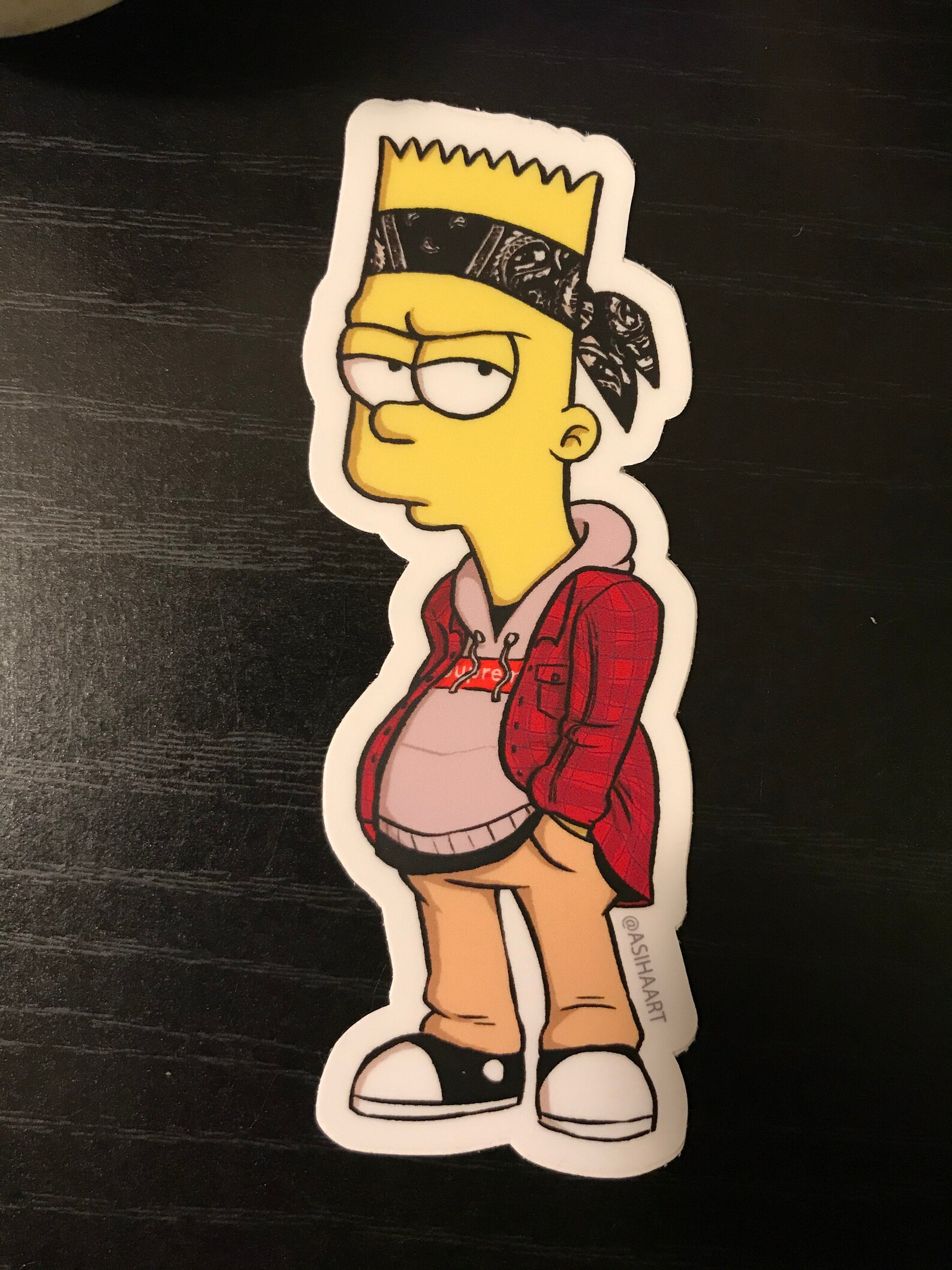 Bart Simpson Cool Plaid Khaki Sticker Decal | Etsy