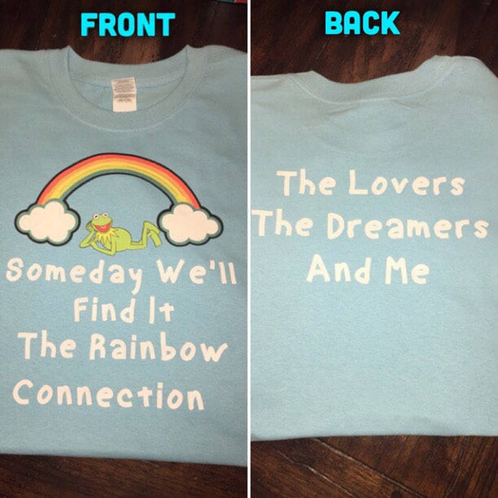 Muppets Kermit the Frog Front & Back Rainbow Connection Lovers and ...