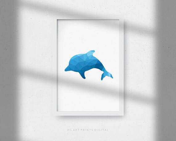 Dolphin Print Nursery Decor Low Poly Art Print Printable | Etsy