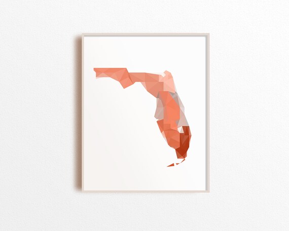 Florida Map Print State Gift Printable Geometric Wall Art - Etsy