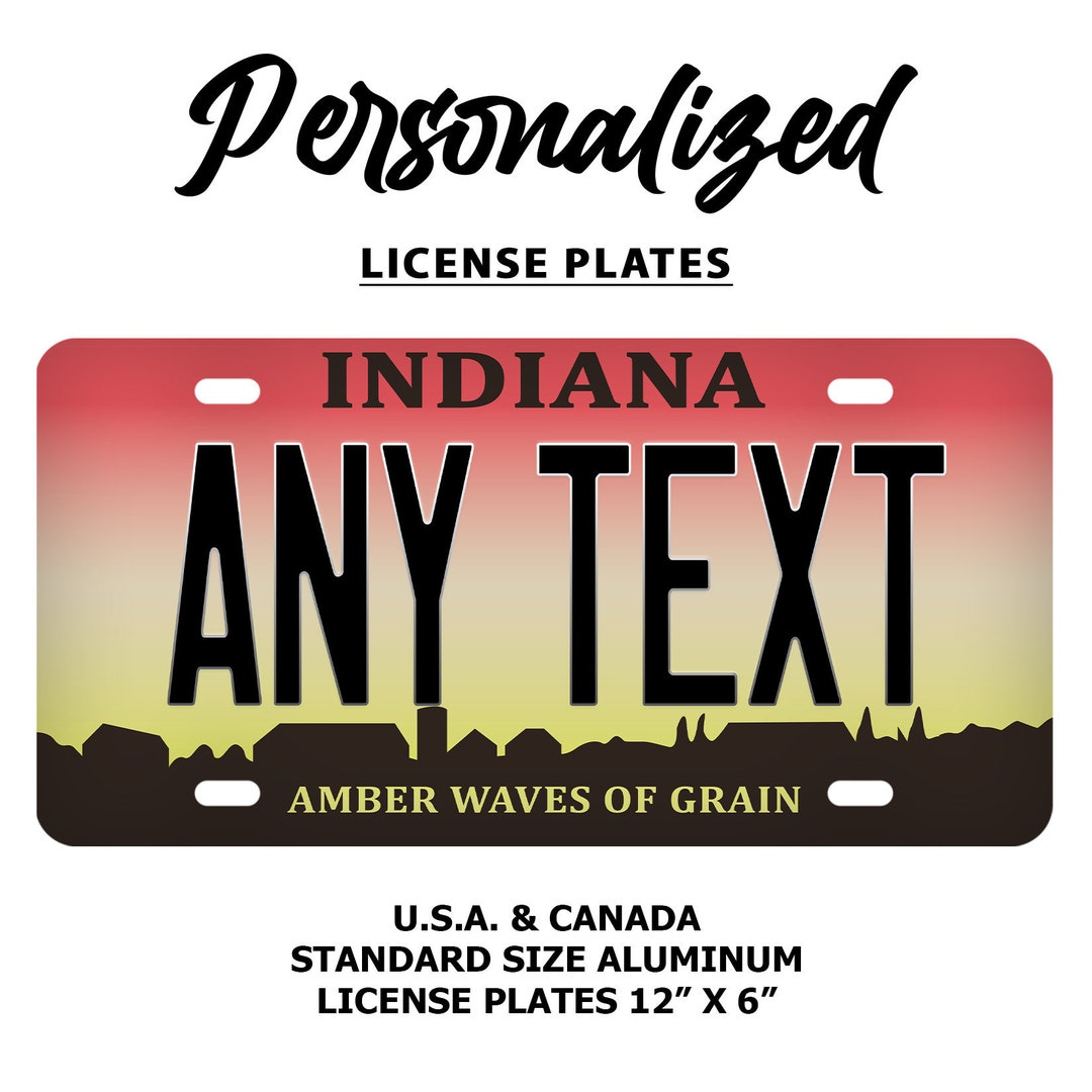 Custom Indiana License Plate Personalized Name All 50 - Etsy