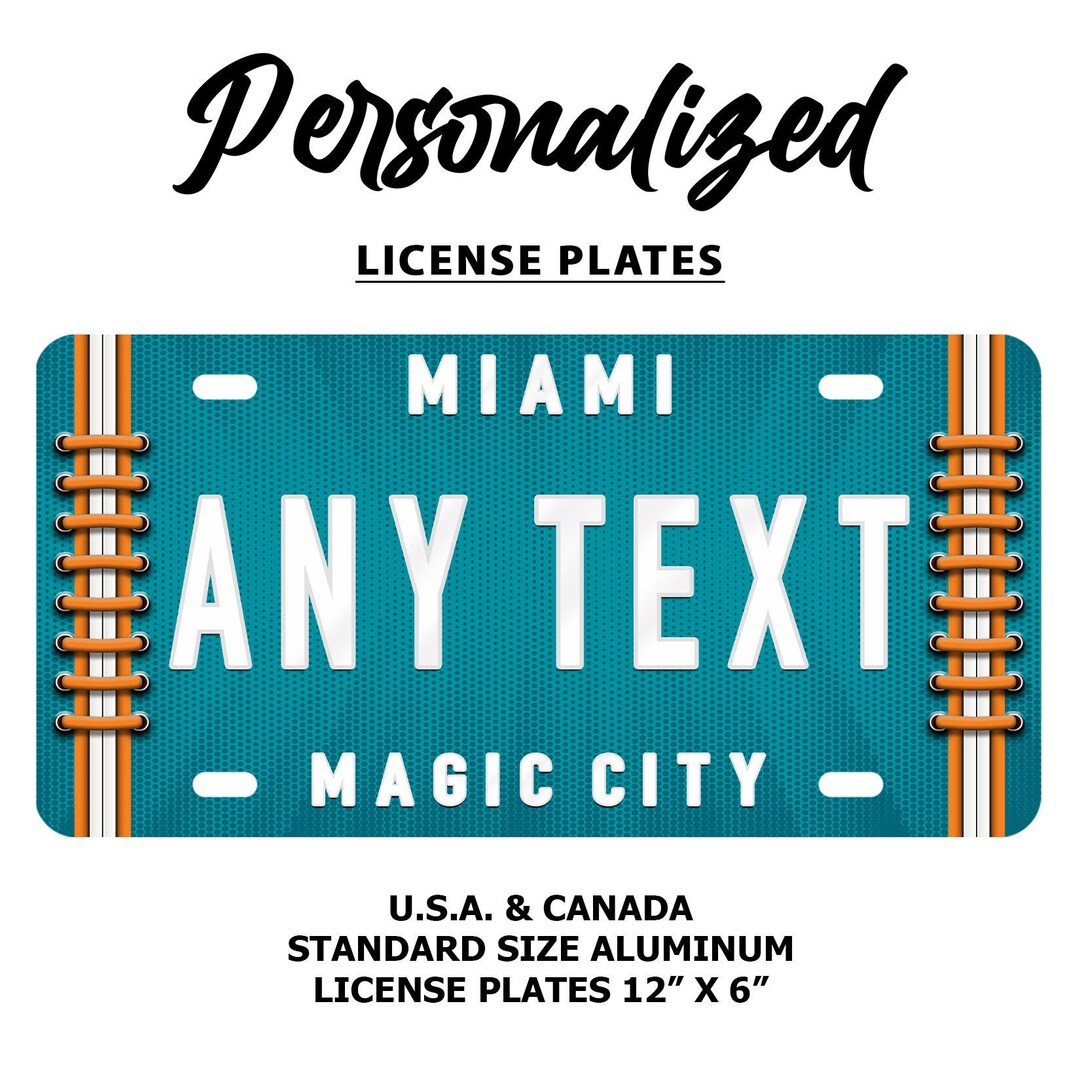 Miami Dolphins Custom Personalized Football License Plate 3 Sizes ...
