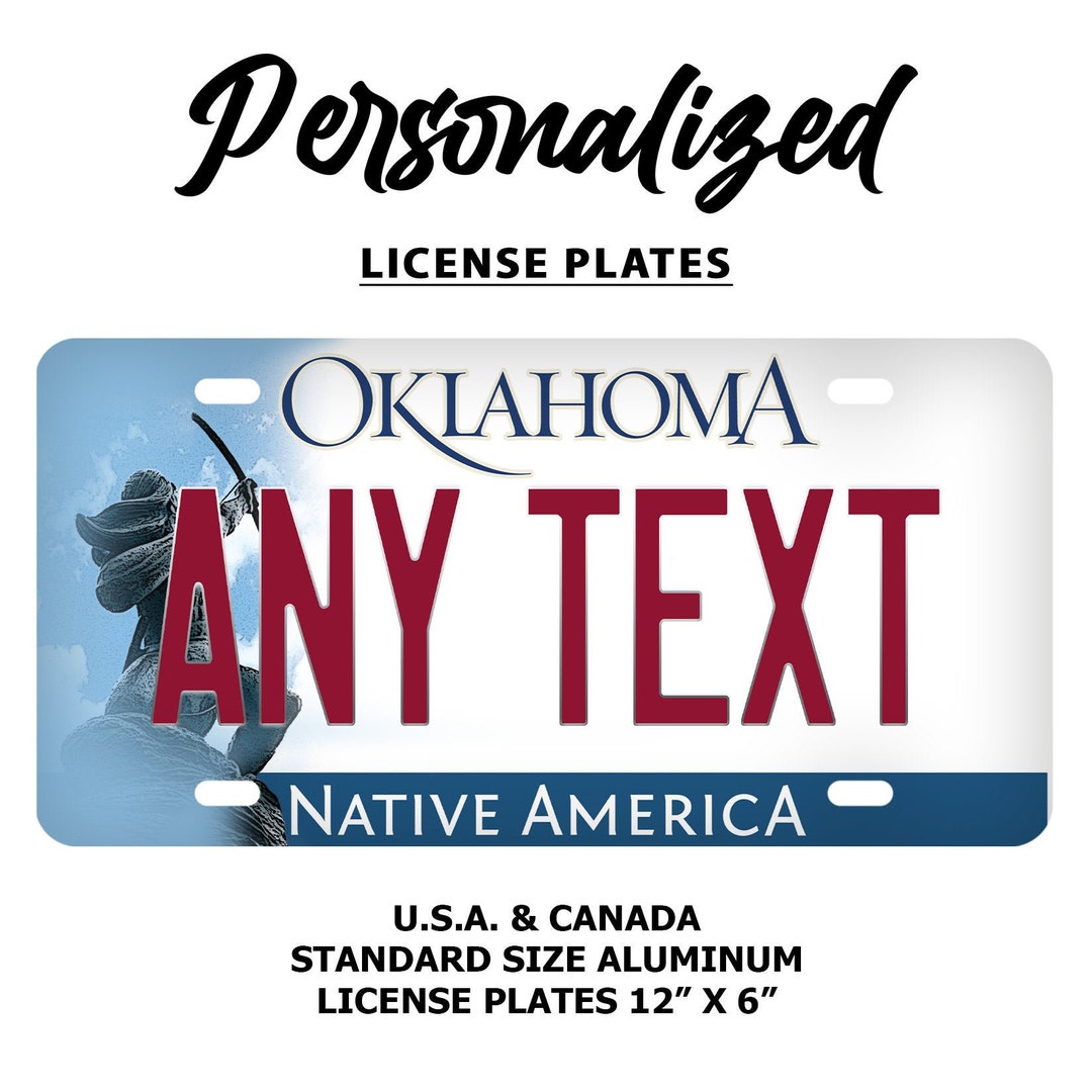 Custom Oklahoma License Plate Personalized Name All 50 States 3 Sizes ...