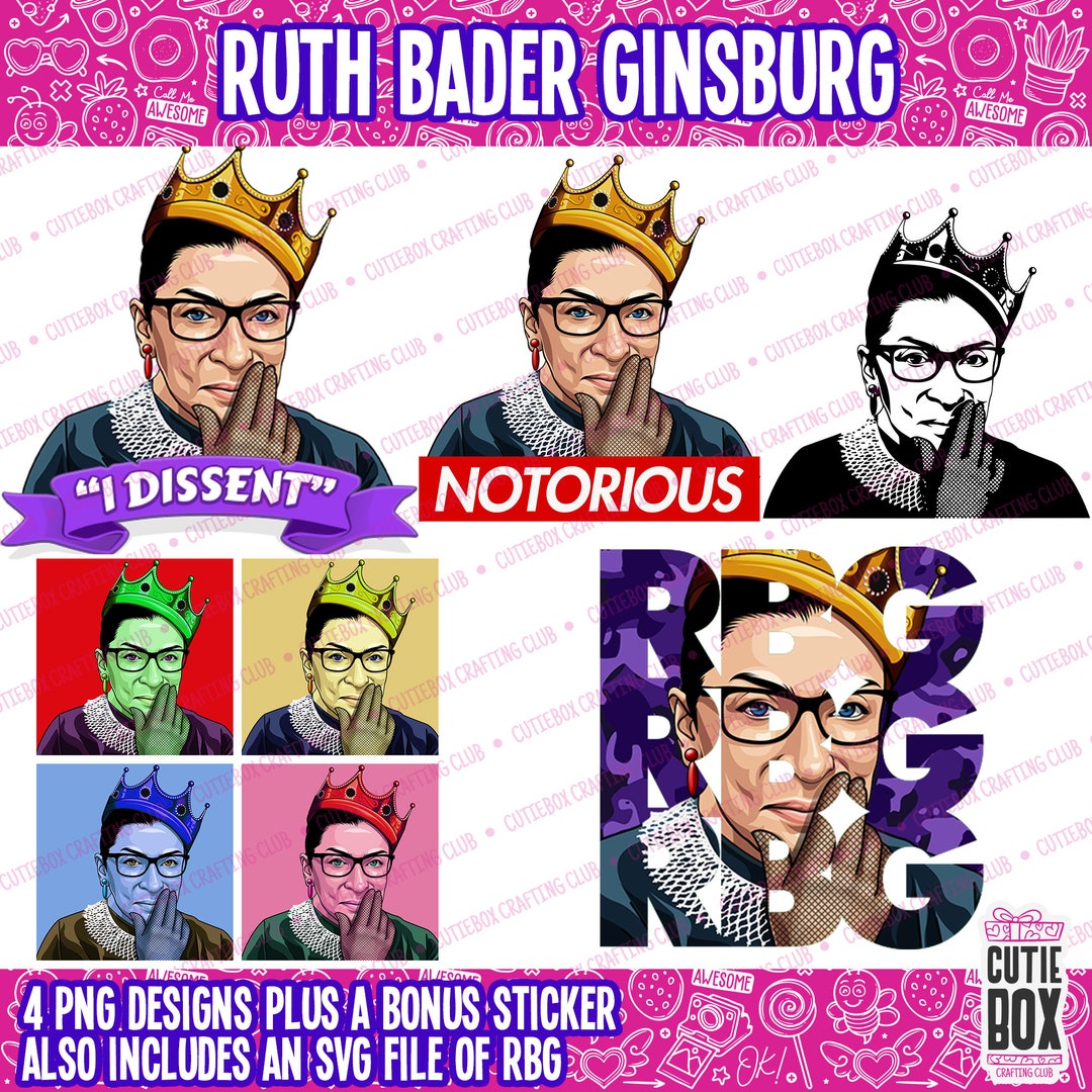 RBG Ruth Bader Ginsburg Design PNG Files for Iron on or Heat Press With ...