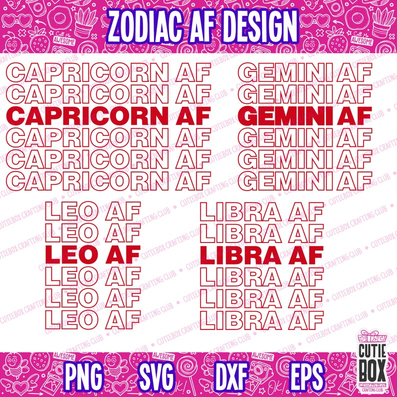 Zodiac AF Bundle SVG Shirt Zodiac Decal Vinyl Stencil Cricut - Etsy