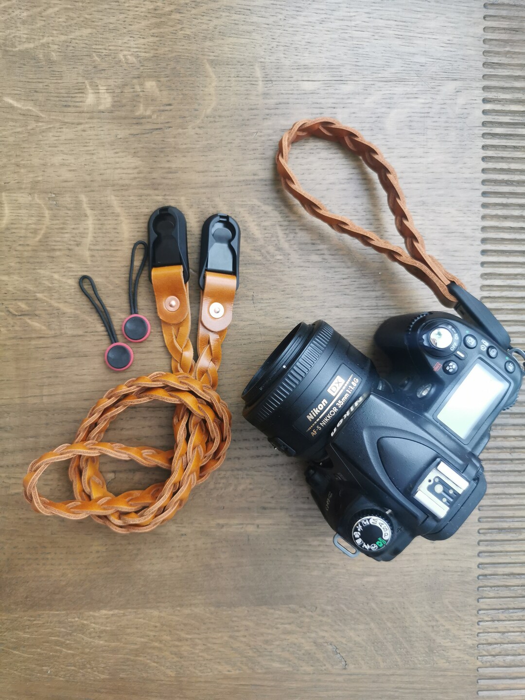 Leather Mystery Braid Camera Strap With Wrist Strap Set Quick Release ...