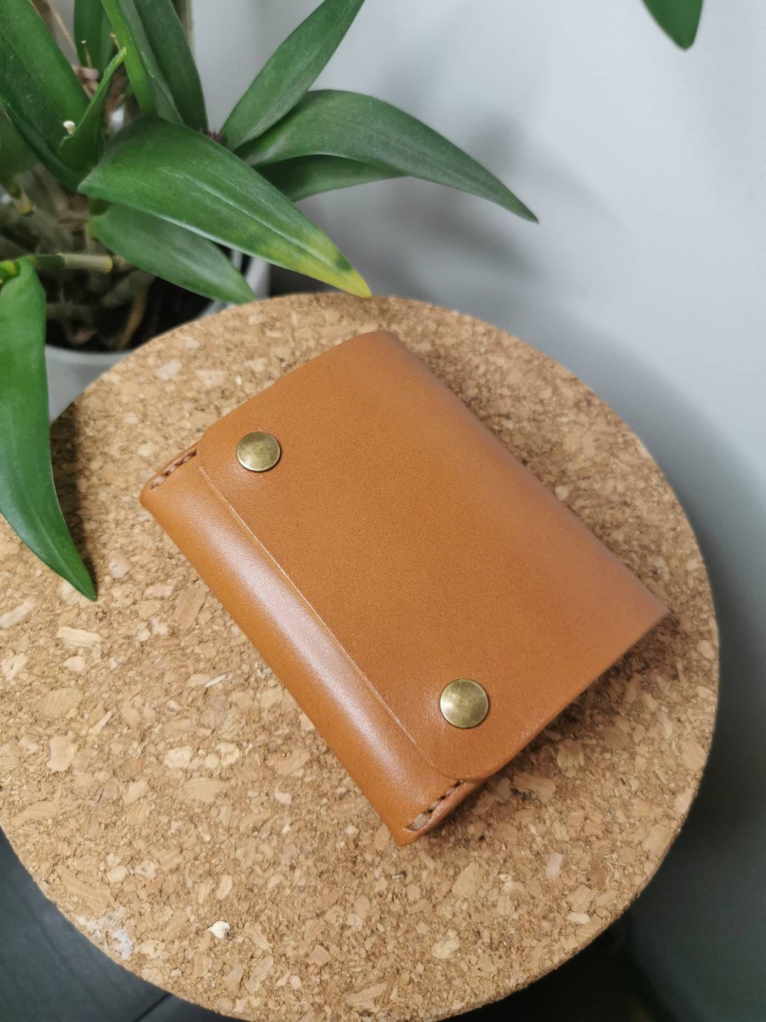 Veg Tan Leather Wallet: Handmade Card & Coin Purse - Etsy