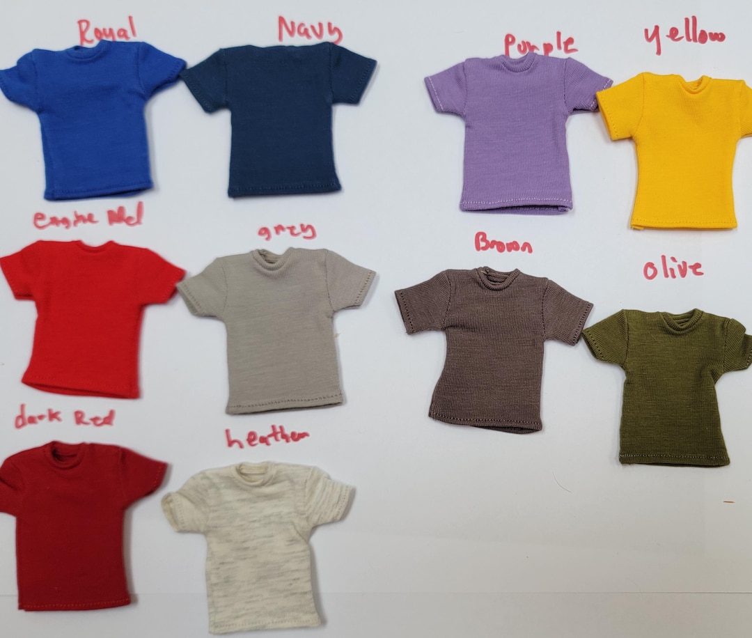Dollhouse Miniature Shirt 1/12 Short Sleeve T- Shirt Unisex Top Tee ...