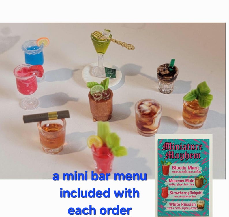 Miniature Drinks 1/12 Cocktails, Bloody Mary, Miniature Bar, Margarita ...