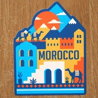 Retro Morocco Map Sticker: Mid-century Modern Souvenir - Etsy