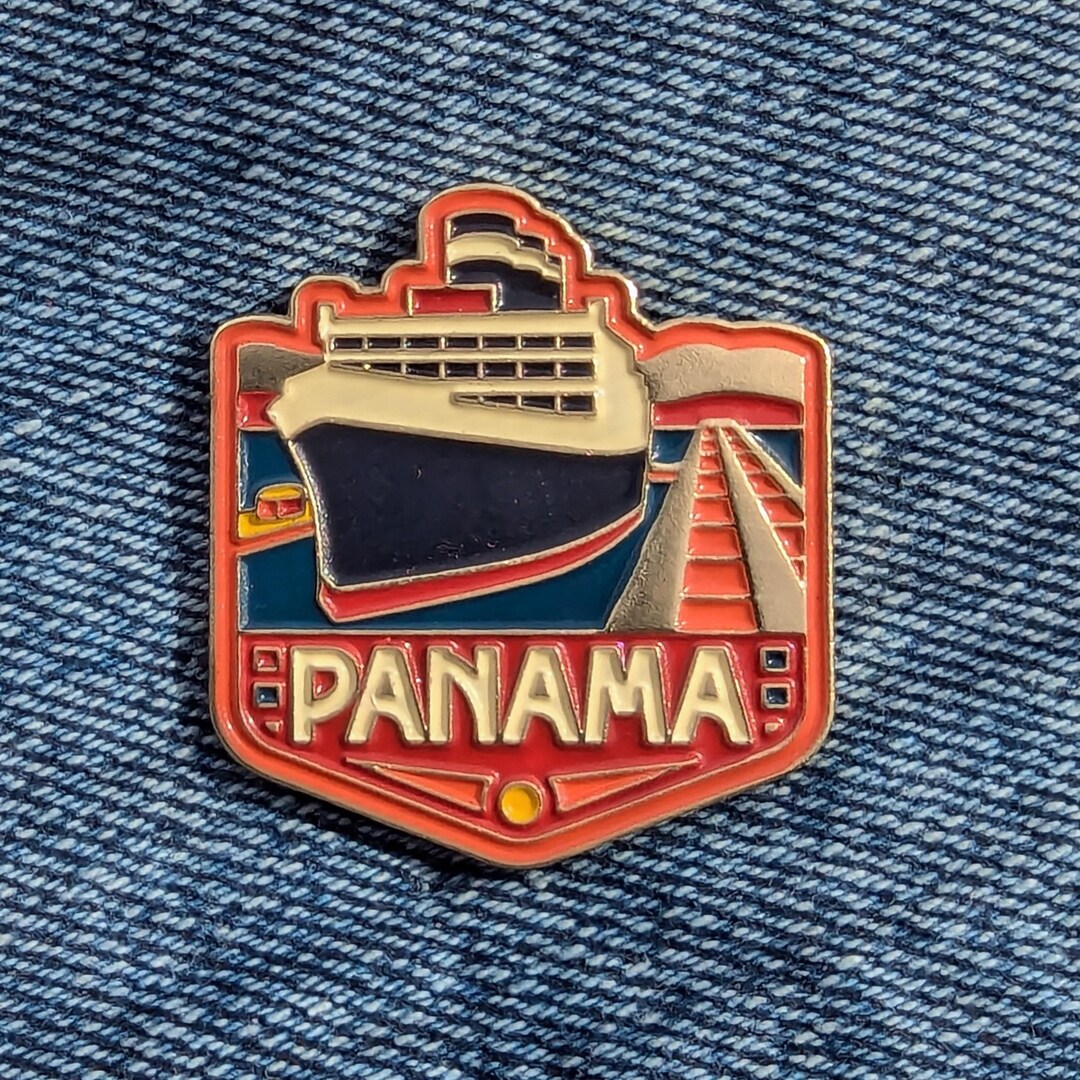 Panama Travel Pin 1.25" Inch, Soft Enamel Pin, Golden Metal, Flair ...