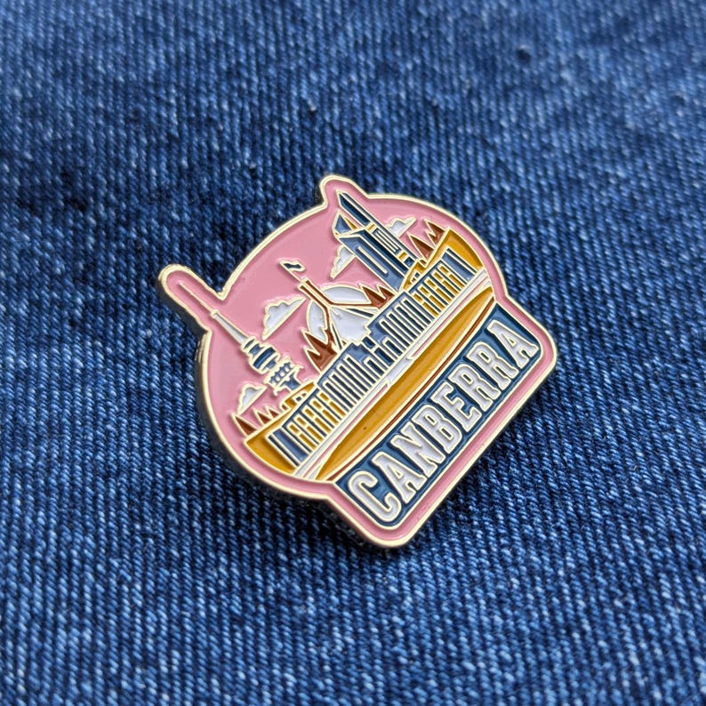 Canberra Australia Enamel Pin 1.25" Inch, Travel Pins Golden Metal ...