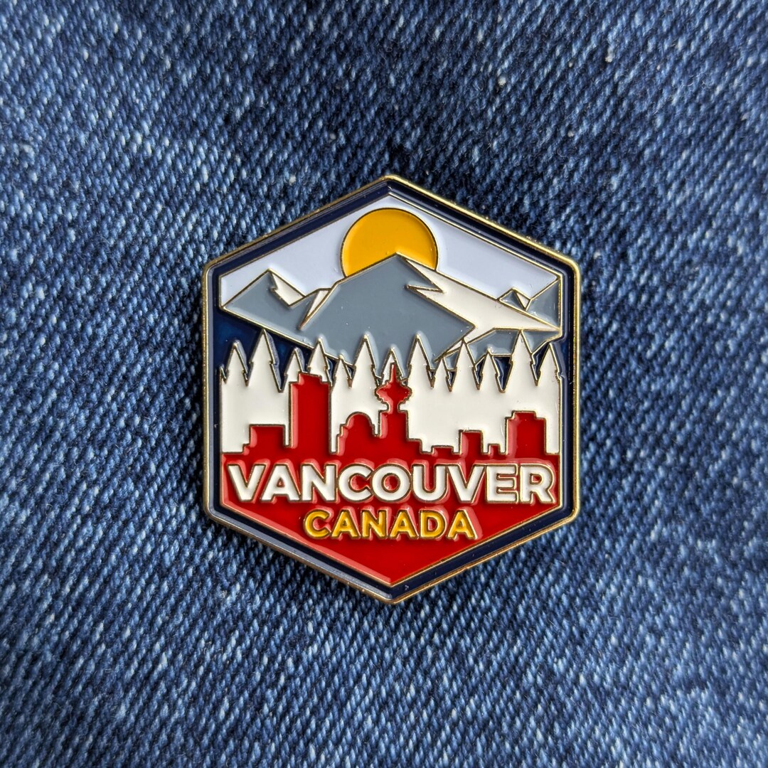 Vancouver Canada Enamel Pin 1.25" Inch, Travel Pins Golden Metal Badge ...