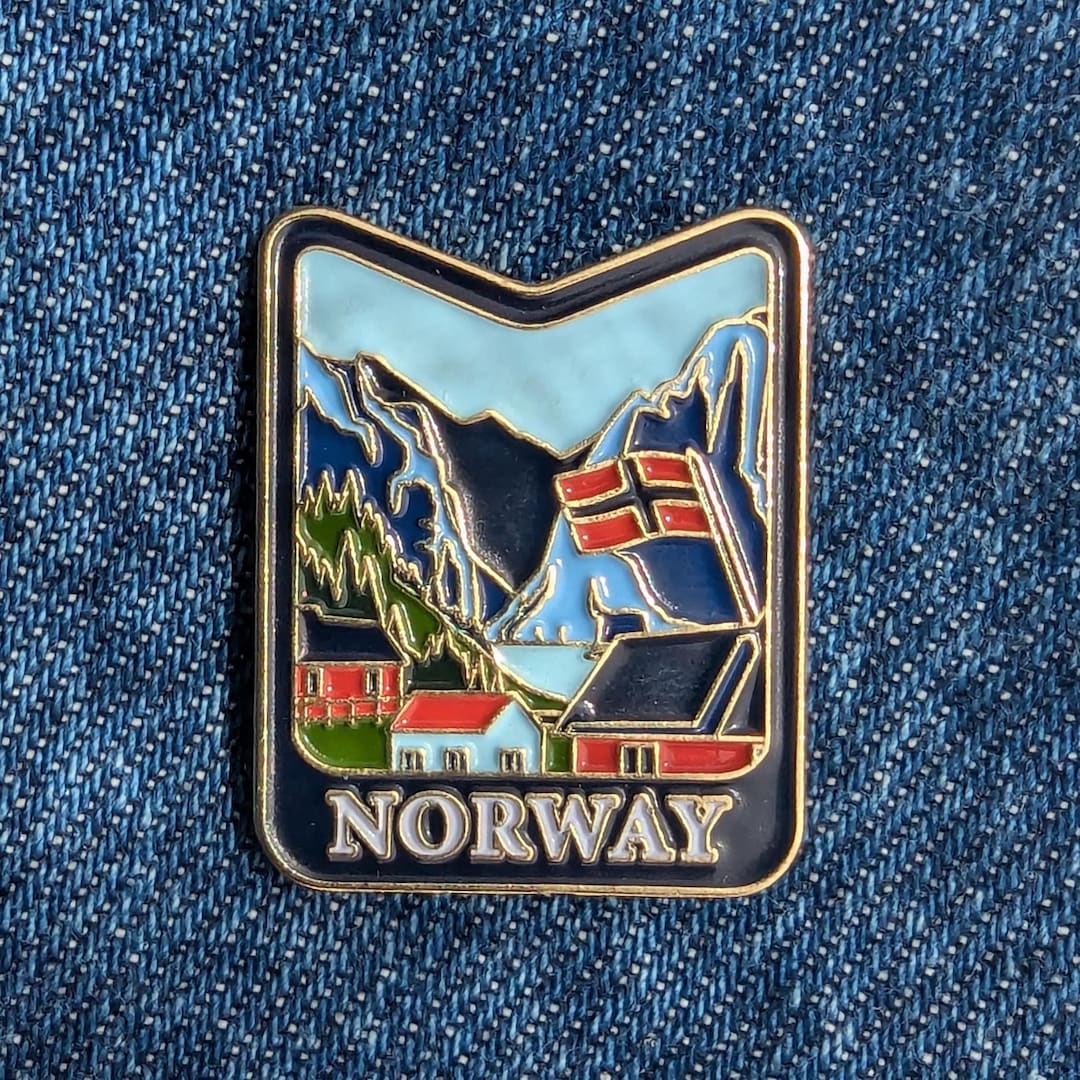 Norway Travel Pin 1.25" Inch, Soft Enamel Pin, Gold Metal, Flair ...
