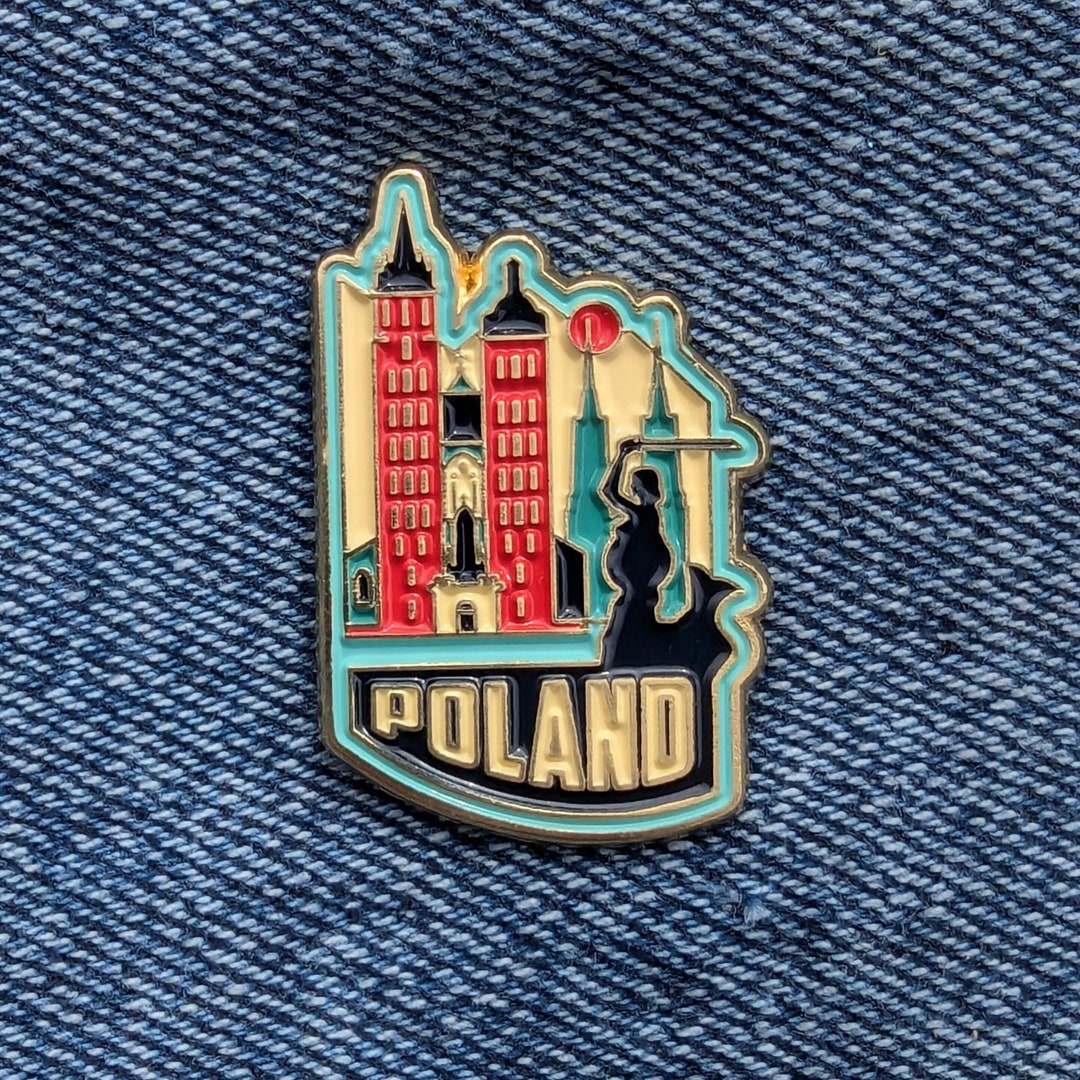 Poland Travel Pin 1.25" Inch, Soft Enamel Pin, Golden Metal, Flair ...