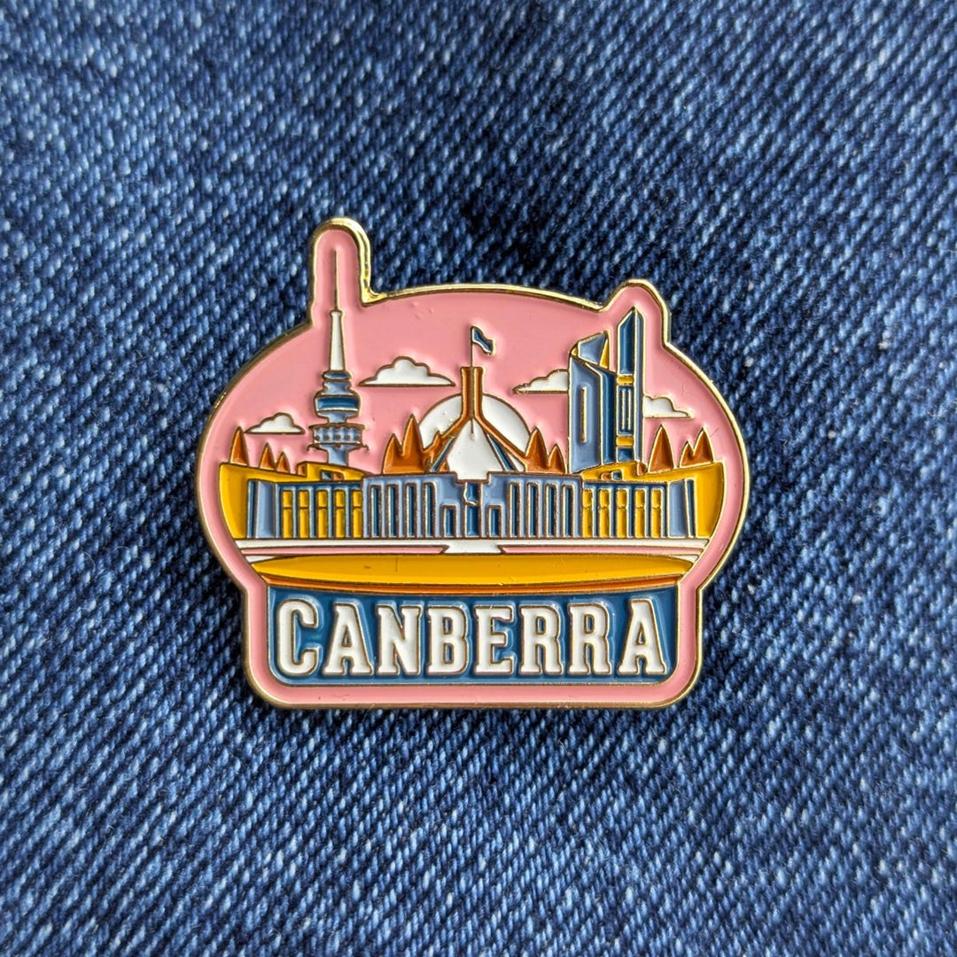 Canberra Australia Enamel Pin 1.25" Inch, Travel Pins Golden Metal ...