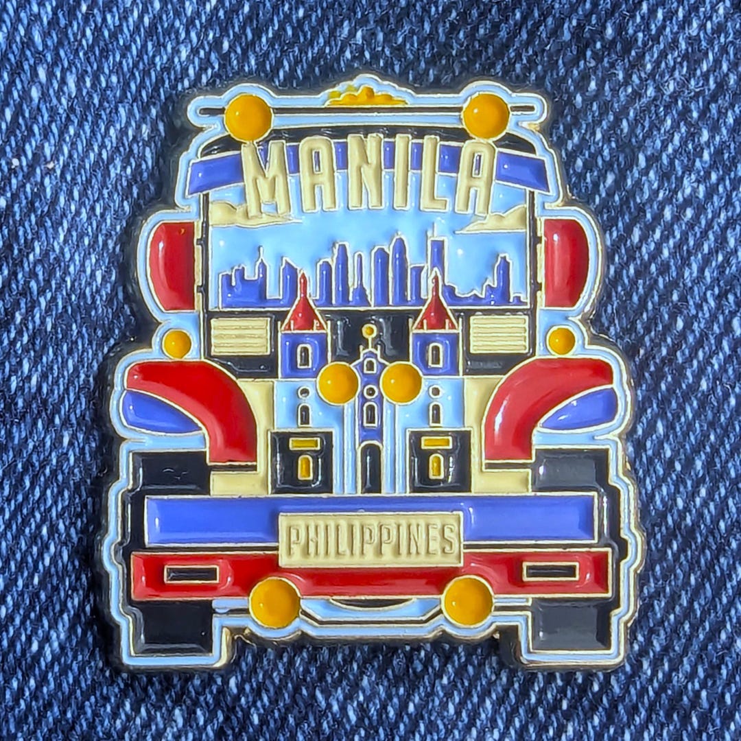 Manila Philippines 1.25" Enamel Pin, Travel Pins Golden Metal Badge ...