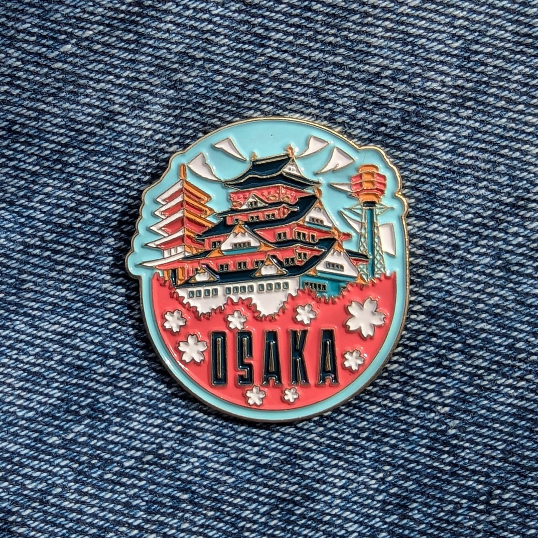 Osaka Japan Travel Pin 1.25" Inch, Soft Enamel Pin, Golden Metal, Flair ...