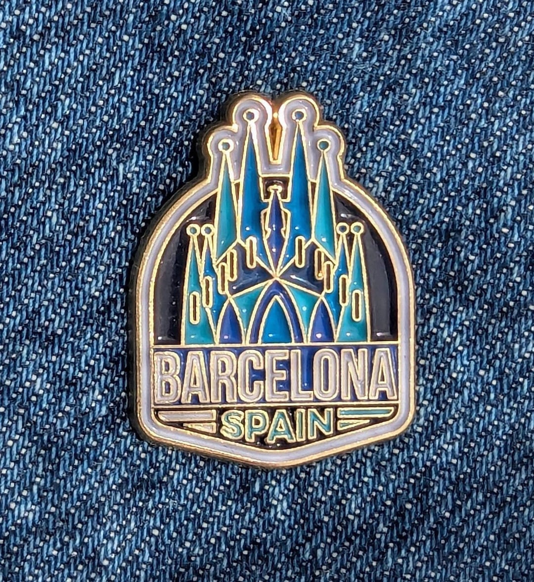Barcelona Spain Travel Pin 1.25" Inch, Soft Enamel Pin, Gold Metal ...