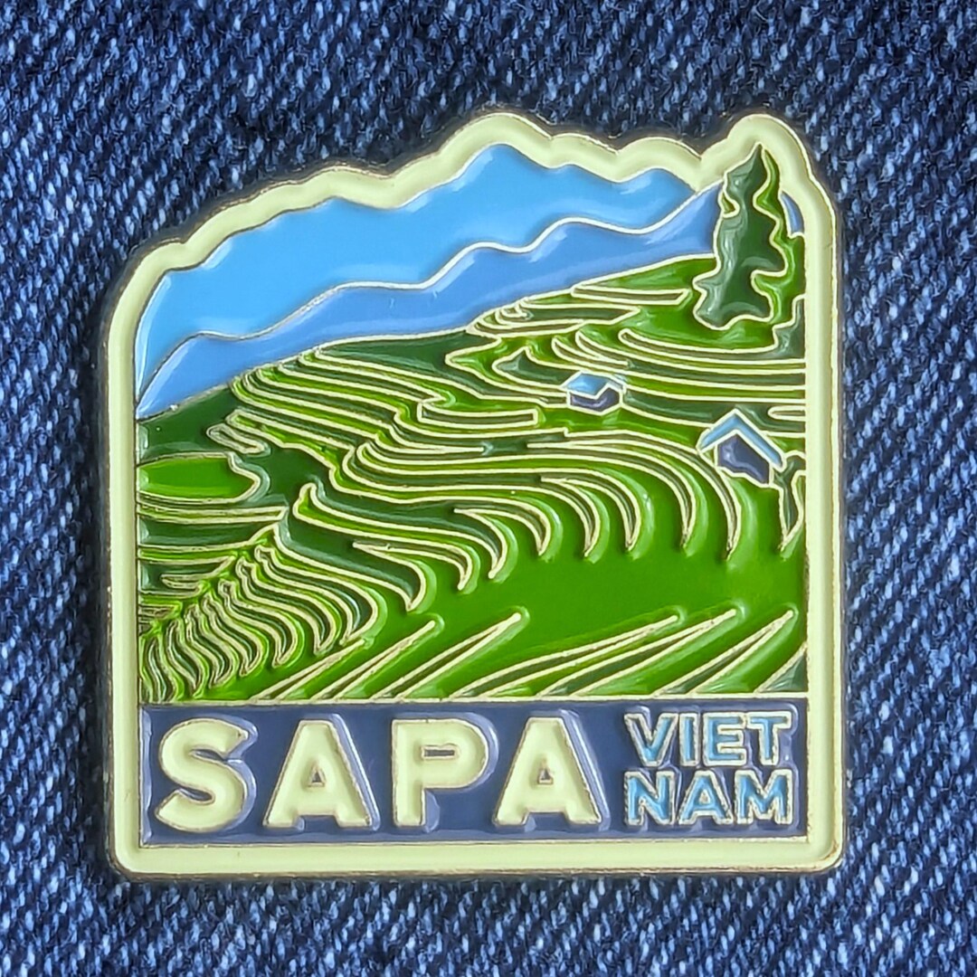 Sapa Vietnam 1.25" Enamel Pin, Travel Pins Golden Metal Badge Flair ...