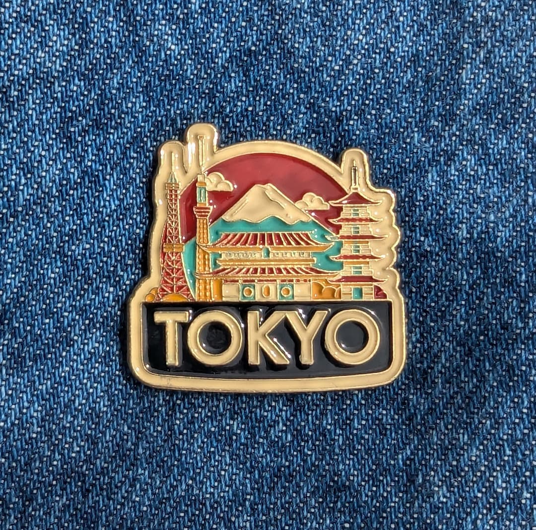 Tokyo Japan Travel Pin 1.25" Inch, Soft Enamel Pin, Gold Metal, Flair ...