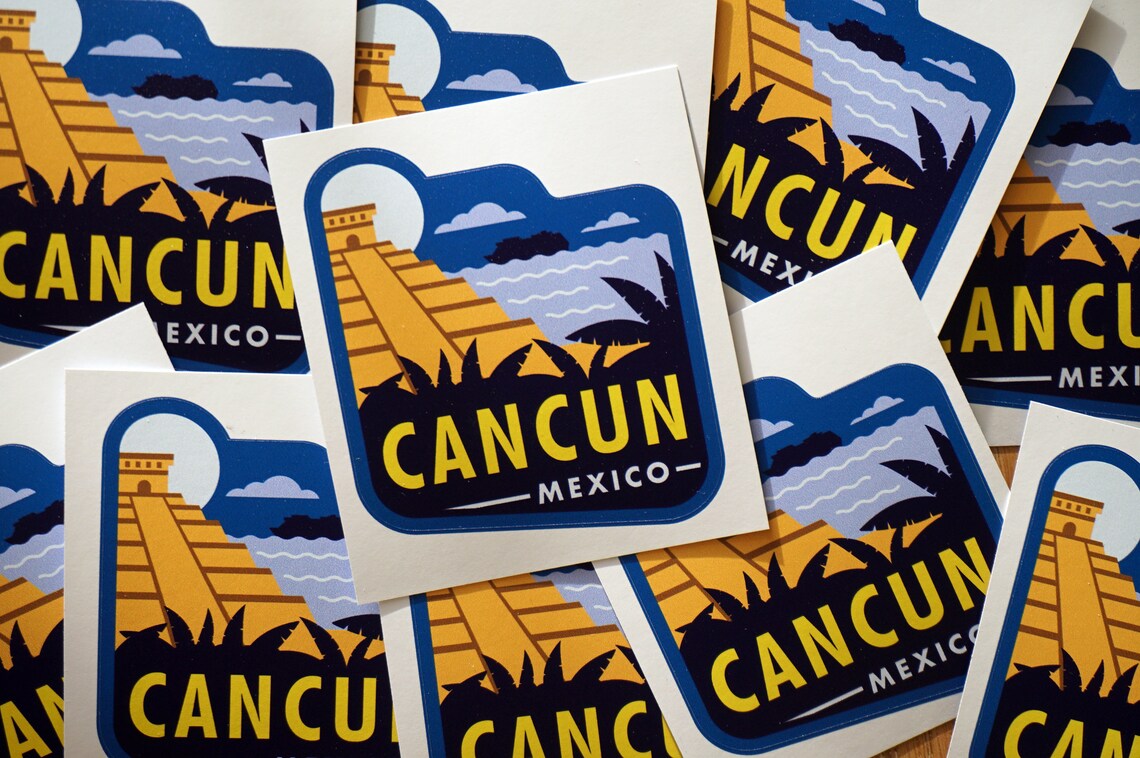 Cancun Mexico Vinyl Sticker Decal Luggage Laptop Notebook Journal Gift ...