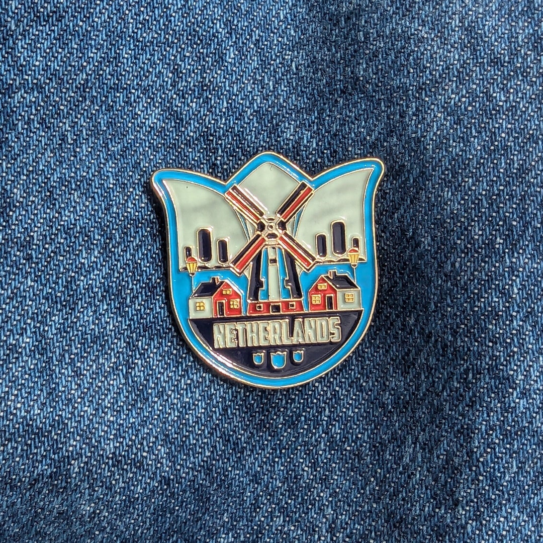 Netherlands Travel Pin 1.25" Inch, Soft Enamel Pin, Gold Metal, Flair ...