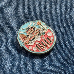 Osaka Japan 1.25" Enamel Pin Travel Badge Pinback Golden Lapel City ...