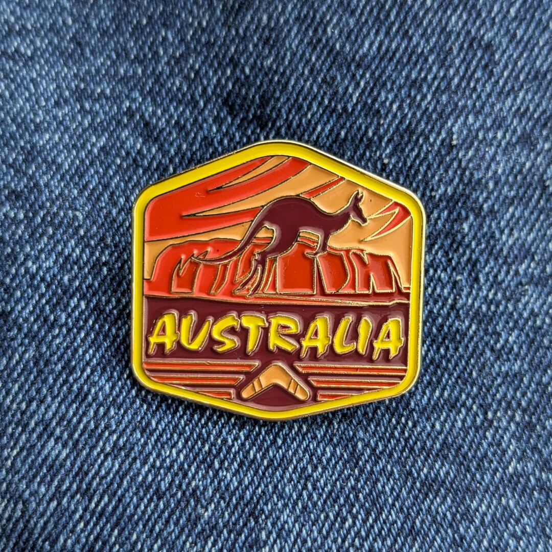 Australia Enamel Pin 1.25" Inch, Travel Pins Golden Metal Badge Flair ...