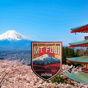 Mt Fuji Japan Travel Patch Embroidered Iron on Sew on Badge Souvenir ...