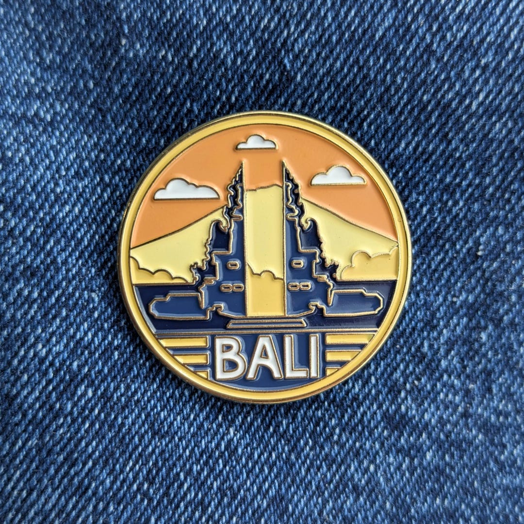 Bali Indonesia Enamel Pin 1.25" Inch, Travel Pins Golden Metal Badge Flair Brooch Lapel Soft ...