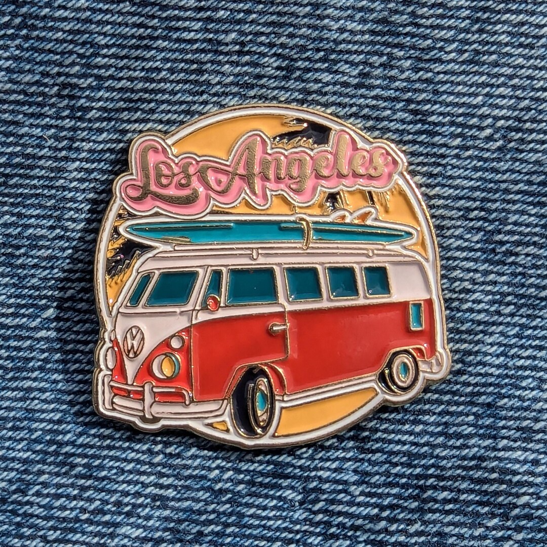 Los Angeles USA Travel Pin 1.25" Inch, Soft Enamel Pin, Golden Metal ...