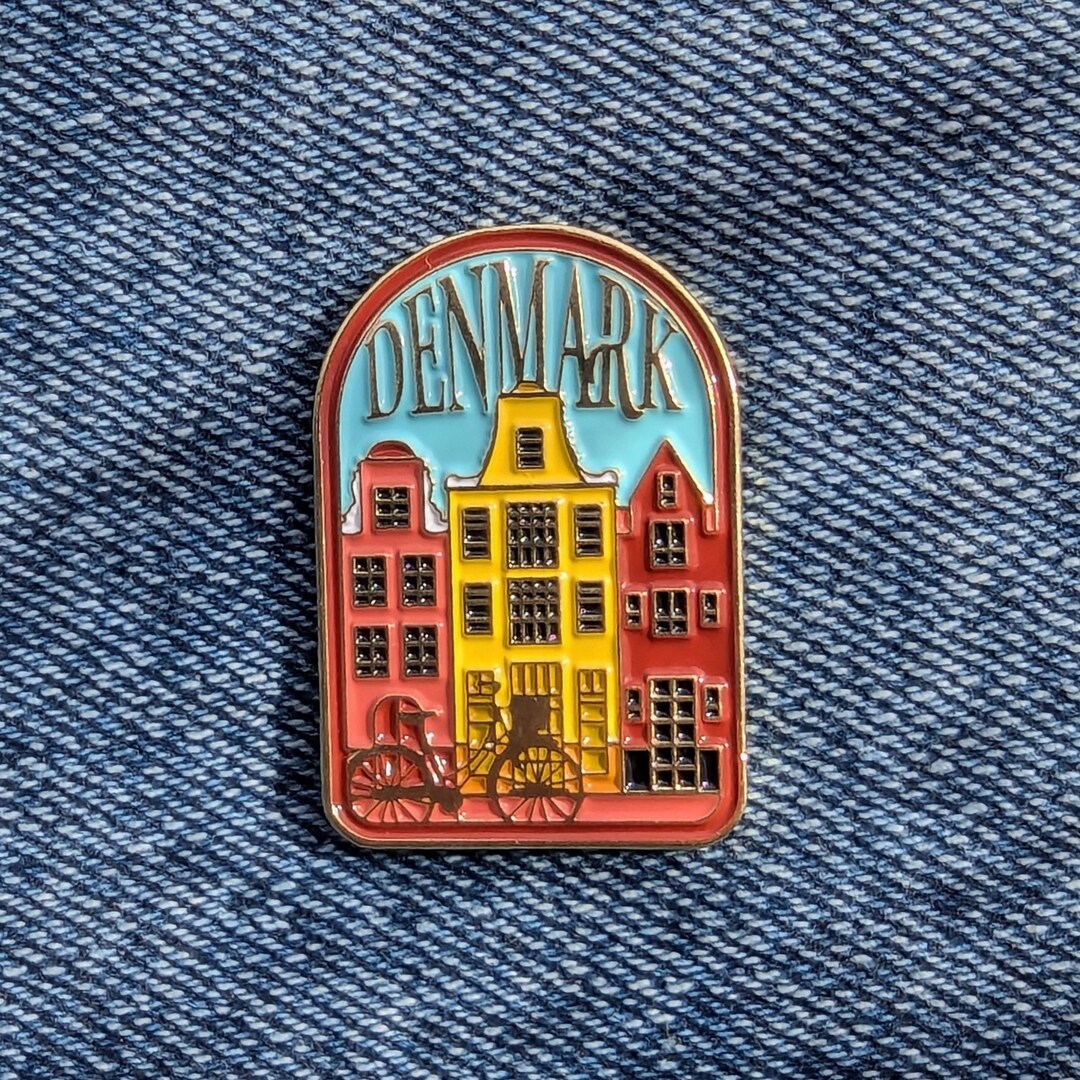 Denmark Travel Pin 1.25" Inch, Soft Enamel Pin, Golden Metal, Flair ...