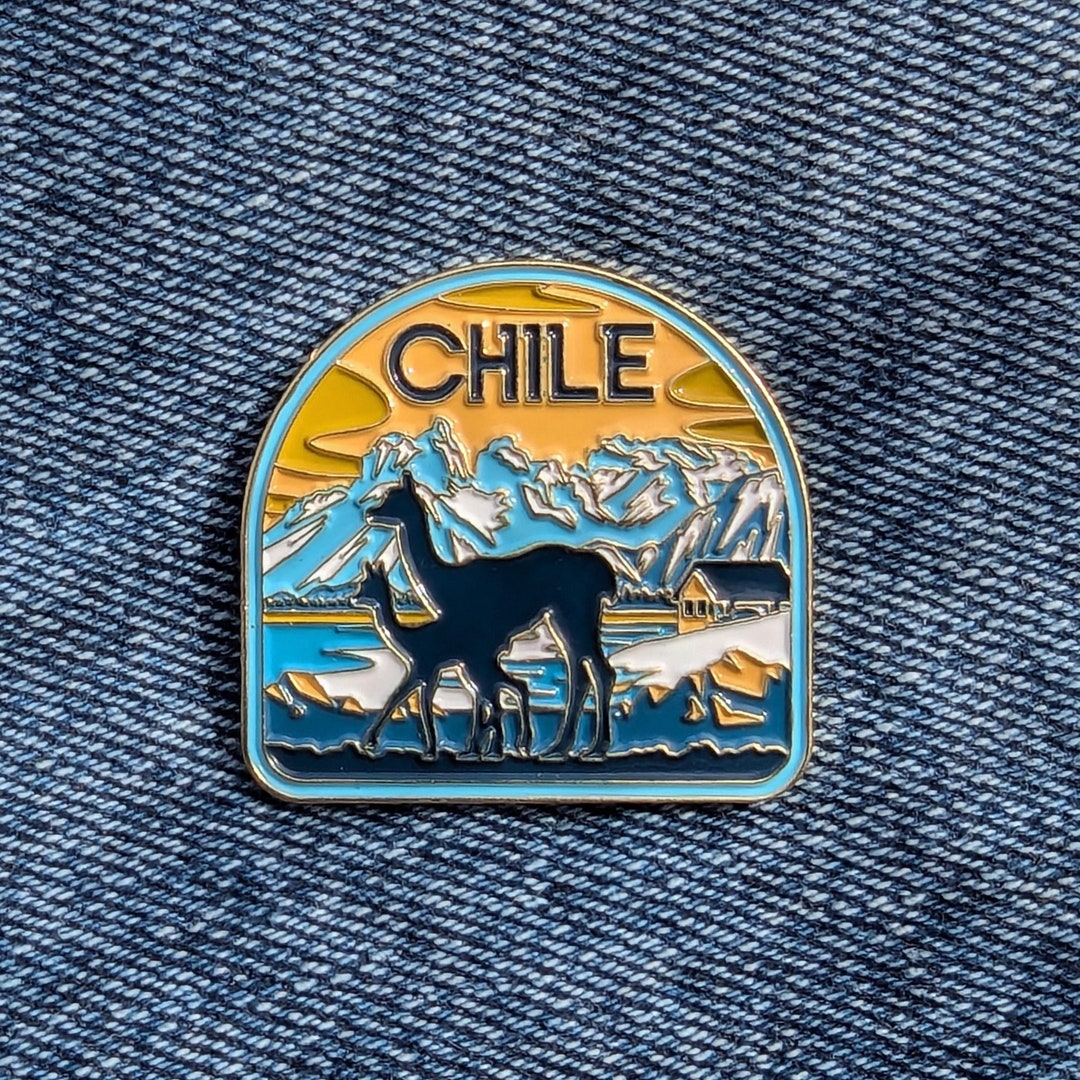Chile Travel Pin 1.25" Inch, Soft Enamel Pin, Golden Metal, Flair ...