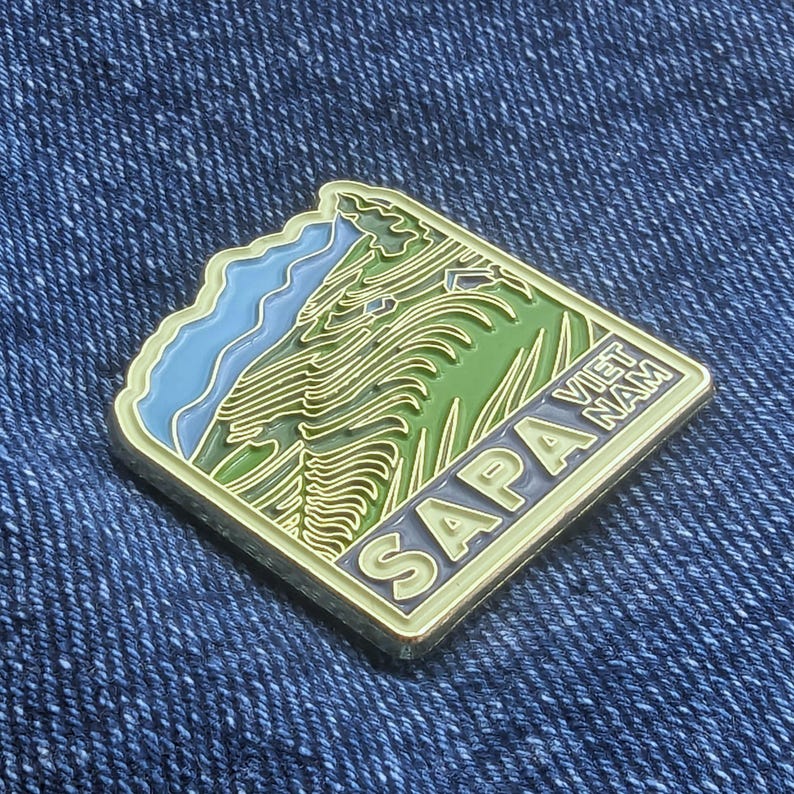 Sapa Vietnam 1.25" Enamel Pin, Travel Pins Golden Metal Badge Flair ...