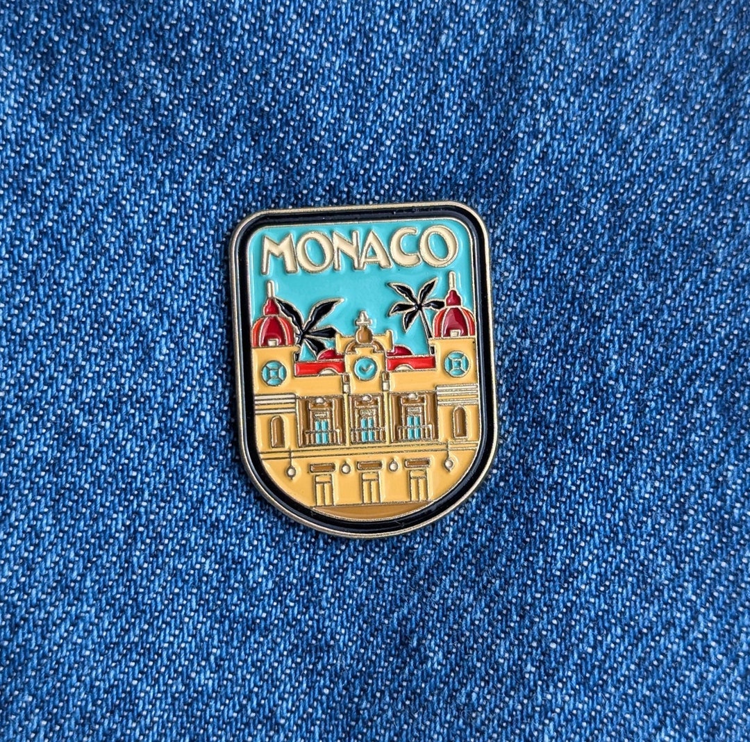 Monaco Travel Pin 1.25" Inch, Soft Enamel Pin, Golden Metal, Flair ...