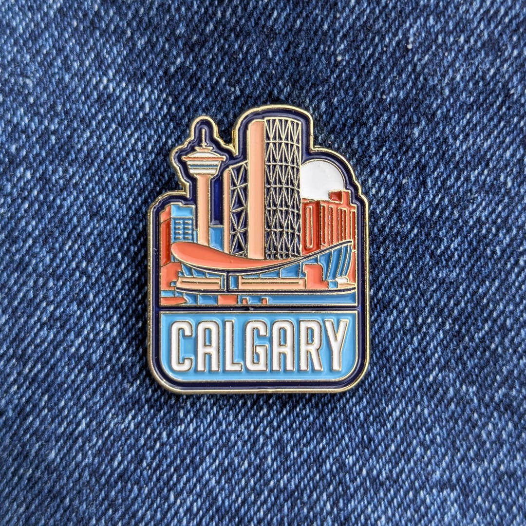Calgary Canada Enamel Pin 1.25" Inch, Travel Pins Golden Metal Badge ...