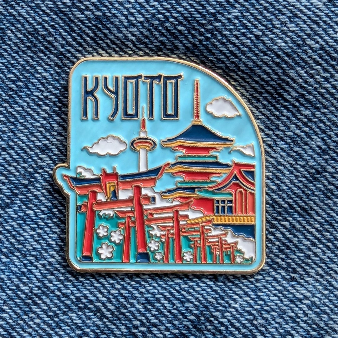 Kyoto Japan Travel Pin 1.25" Inch, Soft Enamel Pin, Golden Metal, Flair ...